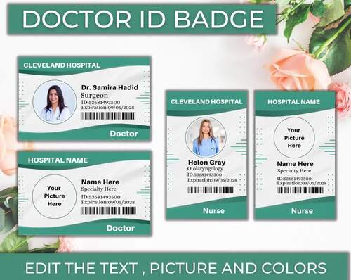 Doctor ID Badge | Editable Hospital Staff ID | Doctor Badge id by ...