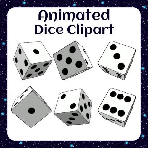 Digital Dice GIFs BUNDLE - Animated Clipart – White Dice with Colour Dots