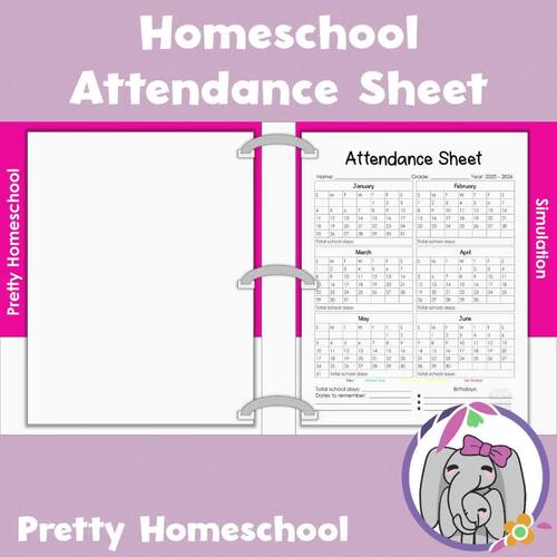 Homeschool Attendance Sheet - 2025-2026 Printable Tracker + Summary