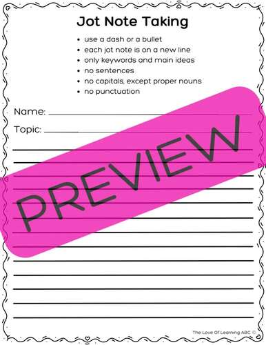 Jot Note Taking Research Writing Graphic Organizers Differentiated for ...