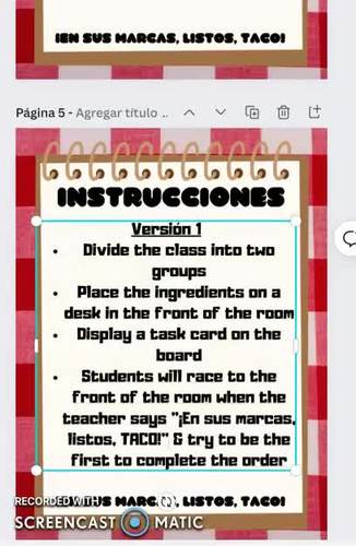 JUEGO de LA COMIDA: TACO TUESDAY by Mindful Mundo | TPT