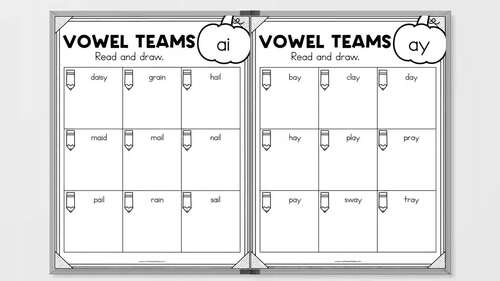 Vowel Teams Read And Draw | Literacy Center | Phonics | TPT