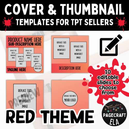 Editable Product Cover Templates | TPT Seller Support | RED THEME ...