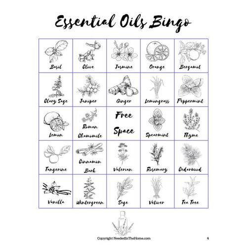 Essential Oils Bingo Cards, 20 Count, Oily Party Game (PDF Print ...