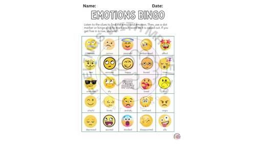 Emotions Bingo With Emojis | Feelings Recognition | Small Group| SEL Game