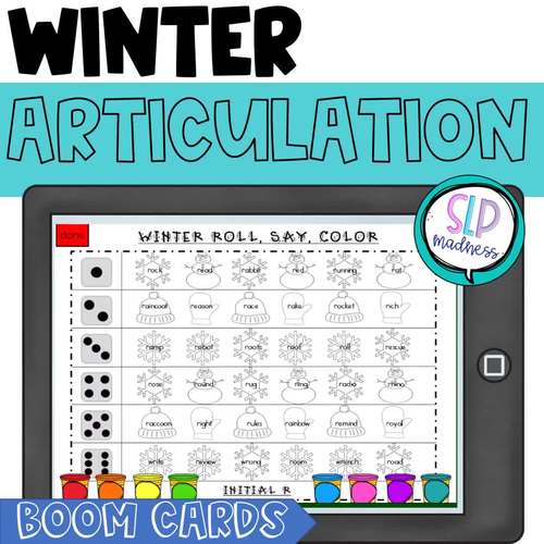 No Prep Winter Articulation Speech Therapy Boom Cards Game by SLP Madness