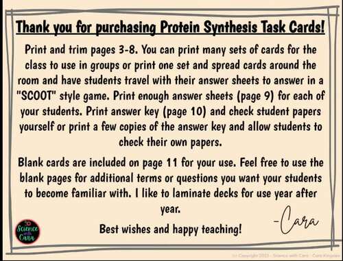 DNA and Protein Synthesis Task Cards by Science with Cara | TPT