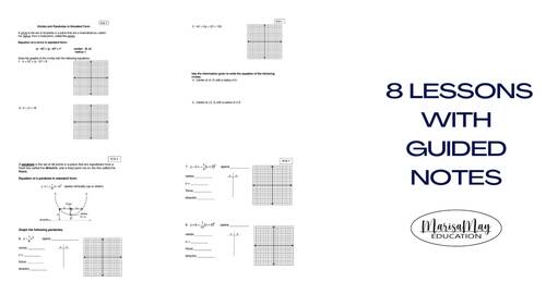 Conics Notes & Worksheets Bundle - 8 lessons by Marisa May Education