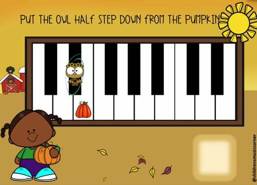 Fall - Whole Step Half Step on Piano Digital Task Cards on Boom Cards™