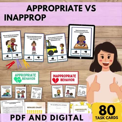 Appropriate vs Inappropriate Behaviors Task Cards Expected vs ...