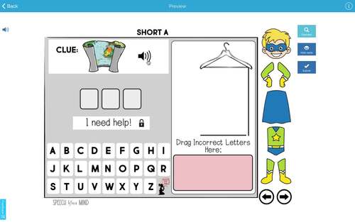 Spelling CVC Words BOOM Cards™ - Short a - Build A Superhero Game