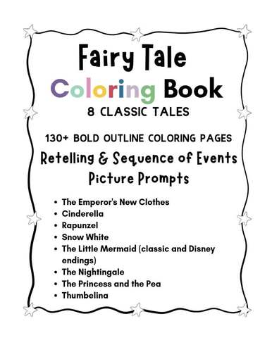 Fairy Tale Bold Outline Image Coloring Book - 8 Classic Tales 130+ Pages