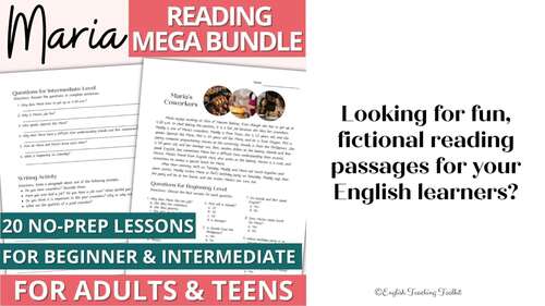 Reading Passage and Comprehension Activities Mega Bundle for Adult ESL ...