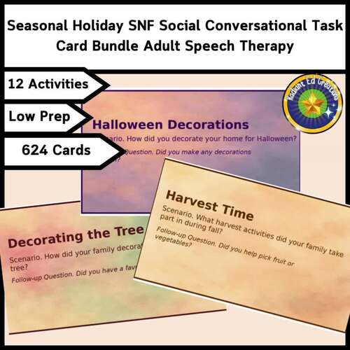 Seasonal Holiday SNF Social Conversational Task Card Bundle Adult ...