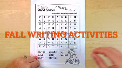 Fall Writing Worksheets for first or second grade by Kiddie Concepts