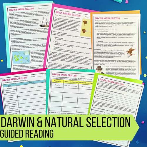 Darwin, Natural Selection, & Evolution - Reading Comprehension Worksheets Darwin, Natural Selection, & Evolution - Reading Comprehension Worksheets