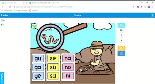 Boom Cards: Lectura PALABRAS Y SÍLABAS | Reading Digital Game in Spanish
