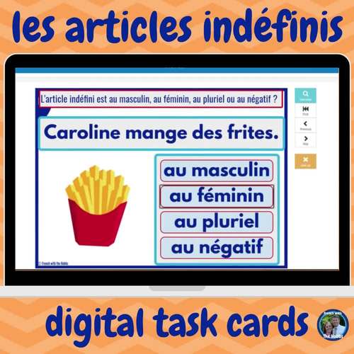 French Indefinite Articles Boom™ Digital Task Cards Activity articles ...