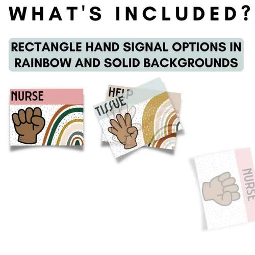 Boho Rainbow Hand Signals | Classroom Hand Signal Posters | Editable