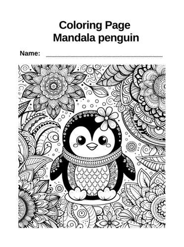 50 Penguin & Seal Mandala Coloring Book Pages are perfect for students ...