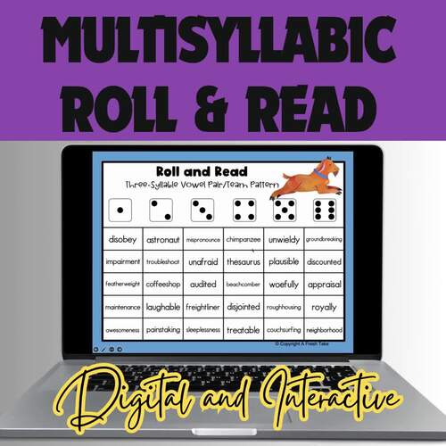 Roll & Read Multisyllabic 3 Syllable Vowel Team Words Sentences Digital ...