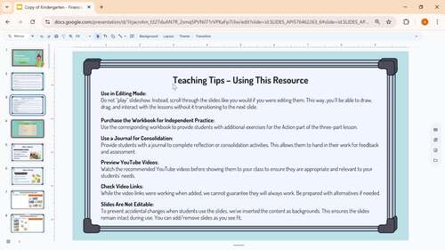 Google Slides Lessons - Alberta Health - Kindergarten - Financial ...