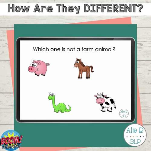 Which One Doesn't Belong? Category Exclusion BOOM Cards™ for Speech Therapy