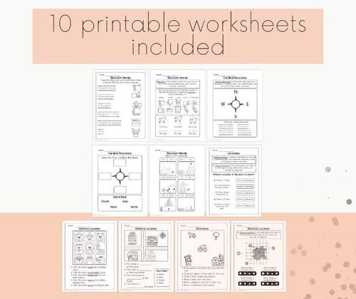 Direction Words and Location Worksheets | Relative Location & Absolute ...