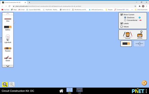 Google Docs Online Electrical Circuit Activity to Support PhET Interactive