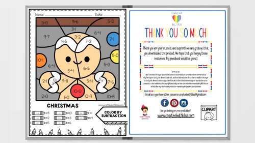NO PREP Christmas Color By Subtraction by Crafted with Bliss by Teacher Pia