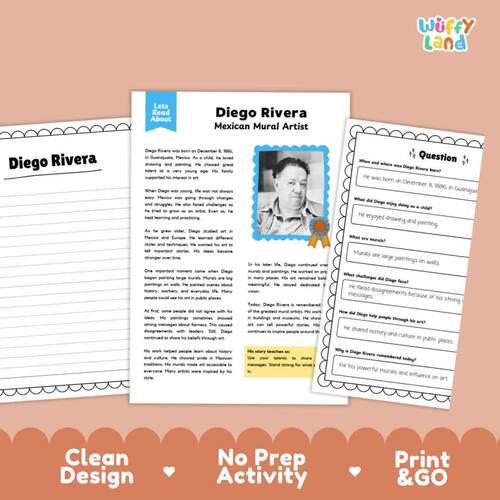 Diego Rivera Biography & Reading Comprehension Worksheet | Mexican ...