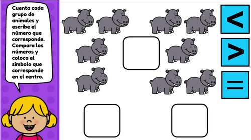 Google Slides and Seesaw Math in Spanish- Los animales- Compara números ...