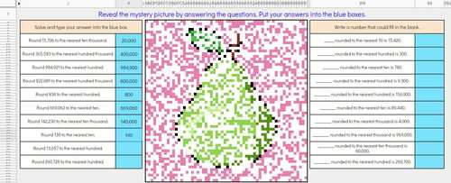Digital Math Pixel Art Mystery Picture 4th Grade TEKS 4.2.D - Rounding