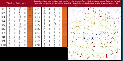 Dividing Fractions Thanksgiving Fall Math Pixel Art Mystery Picture ...