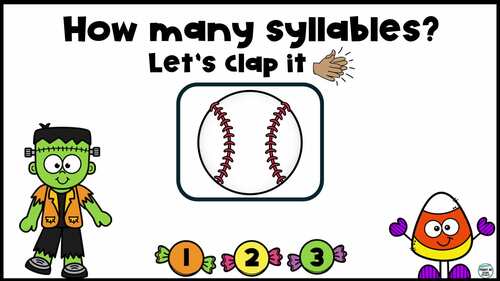 Halloween Counting Syllables Worksheets & Digital PowerPoint Google Slides
