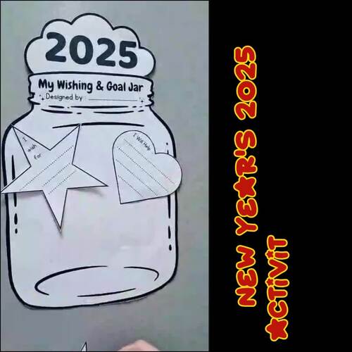 New year's 2025 activities goals and wishes resolutions bulletin board