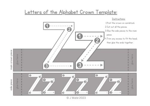Alphabet Letter Crown Craft Beginning Sounds Activity & Worksheets for ...