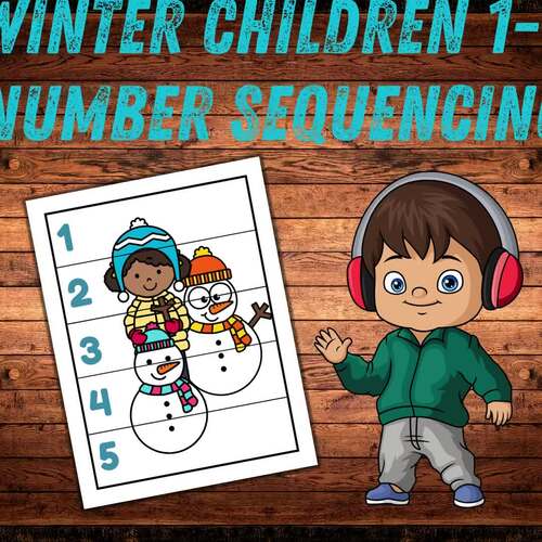 Winter Children 1-5 Number Sequencing Puzzle Number Sense to 5 | TPT