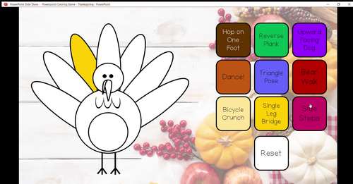 PowerPoint Coloring Gross Motor Game | Thanksgiving Turkey Theme by A ...