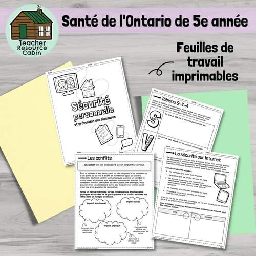 Grade 5 Ontario FRENCH HEALTH Workbooks by Teacher Resource Cabin
