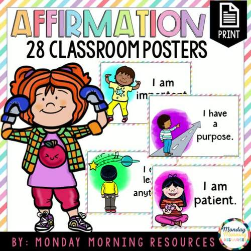 Positive Affirmation Classroom Poster SEL Resource - Rainbow Theme
