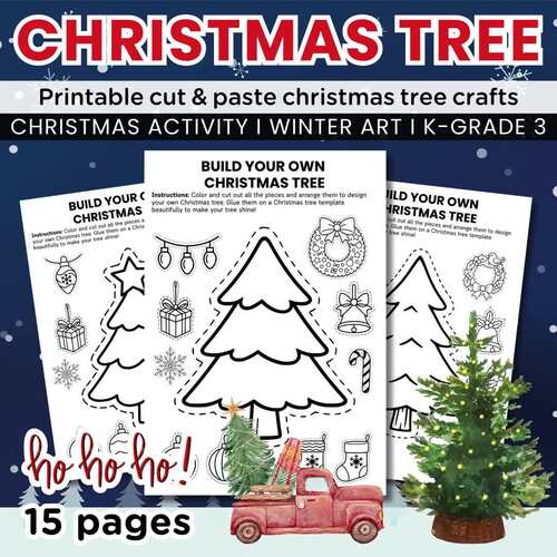 Build Your Own Christmas Tree Crafts, Cut & Paste Coloring Activity ...