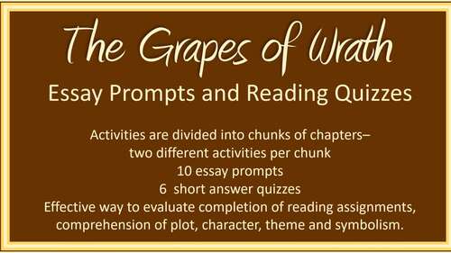 The Grapes of Wrath Chapter Reading Checks and Essay Prompts | TPT