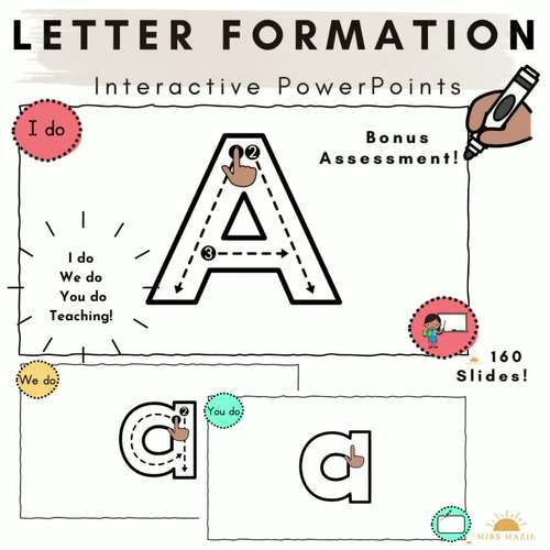 Letter Formation Bundle Upper and Lowercase Handwriting Powerpoint ...