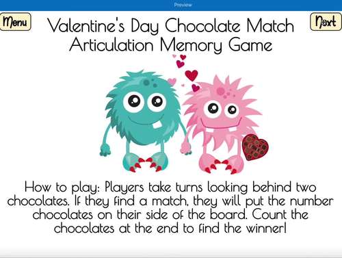 Valentine's Day Chocolate Match Articulation Memory Boom Cards™ Speech ...