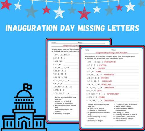 Presidential History Worksheet - Inauguration Day Vocabulary Missing ...