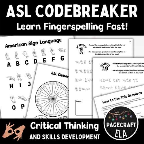 Intro to American Sign Language Codebreaker Activity with ASL Puzzle ...