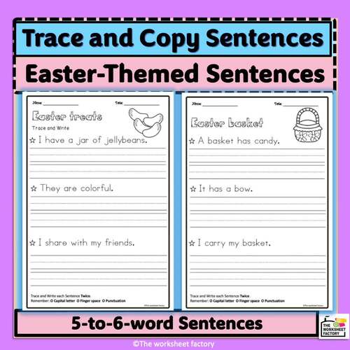 Easter Copy Sentences and Handwriting Practice | Trace and Write Worksheets