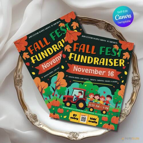 Editable Fall Festival Flyer, Printable Autumn Harvest Poster, Kids ...