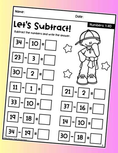 Subtraction Within 40 Worksheets | Build Confidence & Accuracy for ...